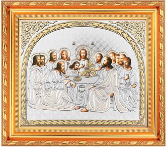 NKlaus Das Letzte Abendmahl - Ikone im Rahmen mit Glas 21x18cm christlich - Ikonografie 16558