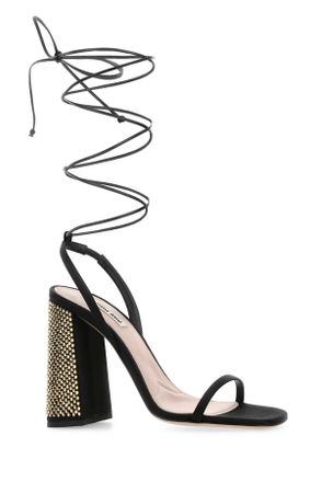 Miu Miu Womens Black Satin Sandals Multicolor Sandali