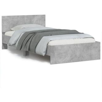 vidaXL vidaXL Cadre de lit t&ecirc;te de lit et lumi&egrave;res LED gris b&eacute;ton 100x200 cm
