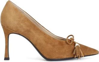 Caf&egrave;noir D&eacute;collet&eacute; En Daim Avec Pompons, Pour Femme, Couleur Marron, Taille 38