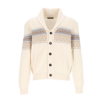 Corneliani Kaschmir-Strickjacke mit Schalkragen - - Knitwear - Herren - Wei&szlig; - L