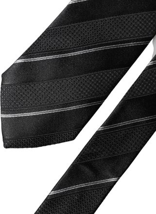 Dolce & Gabbana Black White Stripes Silk Adjustable Men Necktie Tie And