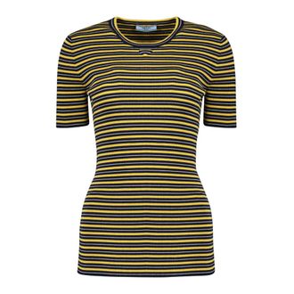 Prada Geripptes- gestreiftes T-Shirt - - Tops - Damen - Gelb - S