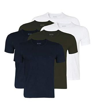 HUGO BOSS BOSS Hugo T-Shirts pour Hommes Business Haut Col Ras-De-Cou 50325887 6er Pack - 399 Blanc/Bleu/Open Vert, XXL