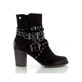 Twinset Schwarze Lederstiefeletten mit einzigartigem Riemen-Detail - - Shoes - Damen - Schwarzk - 39 EU