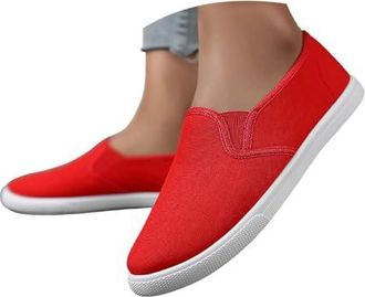 Generic Chaussures basses &agrave; enfiler pour femme - Baskets tendance en toile d&eacute;contract&eacute;es pour femme - Confortables - Respirantes - Semelle int&eacute;rieure rembourr