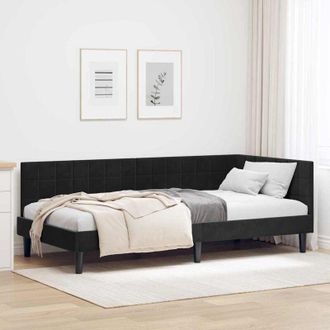 vidaXL Eckbettgestell mit Kopfteil Schwarz 90 x 200 cm Samt vidaXL