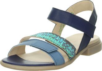 Think Damen KAMAA chromfrei gegerbte nachhaltige Sandale, INDIGO/KOMBI 8000