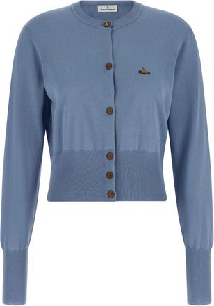Vivienne Westwood Femme, Pulls, Bleu, Taille: 38 FR Bea Cropped Cotton Cardigan