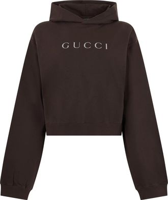 Gucci Baumwoll-Jersey-Sweatshirt mit Print - - Sweatshirts & Hoodies - Damen - Braun - XS