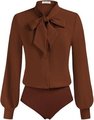 Kate Kasin Combinaison professionnelle d&eacute;contract&eacute;e &agrave; manches longues pour femme, marron, M