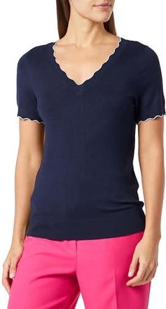 Nafnaf NAF Femme Macarena MC Pull-Over, Bleu Marine/Ecru, L EU