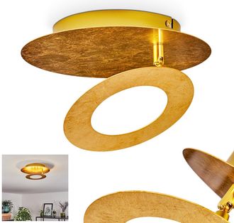 HOFSTEIN LED Deckenleuchte Sunrise, moderne Deckenlampe aus Metall in Goldfarben, Leuchte mit verstellbarem Schirm und tollem Lichteffekt an der Decke, LED 8 W