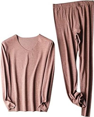 Generic Ensemble de ski pour homme et femme - Sous-v&ecirc;tements extensibles - Haut et pantalon pour bustier solide - Rembourr&eacute;, caf&eacute;, XL