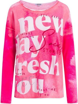 soccx Rundhalspullover aus Feinstrick mit Rollsaum