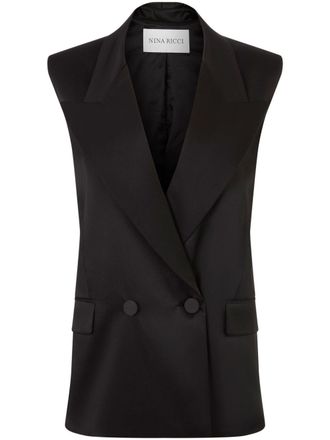 Nina Ricci blazer en satin à boutonnière croisée - Noir