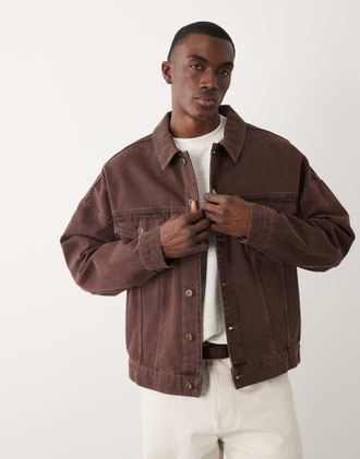 Asos Oversize-Trucker-Jeansjacke in verwaschenem Braun