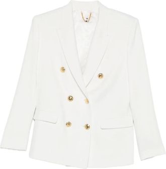 Elisabetta Franchi Femme, Vestes, Blanc, Taille: 42 FR Veste Crois&eacute;e En Gabardine