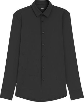 HUGO BOSS B&uuml;gelleichtes Performance-Hemd mit Kentkragen, Slim in