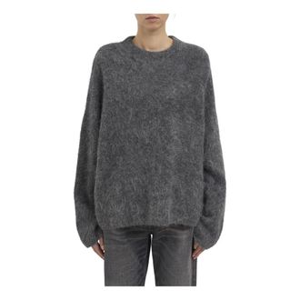 Soft Goat Pull col rond en alpaga bross&eacute; - Femme - Pulls - Gris - Taille: 36 FR