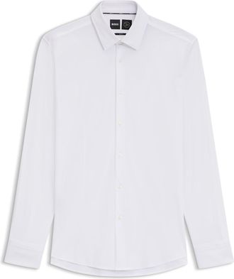 BOSS Herren P-HANK-s-C1-222 Slim-Fit Hemd aus funktionalem Stretch-Jersey Weiß 44