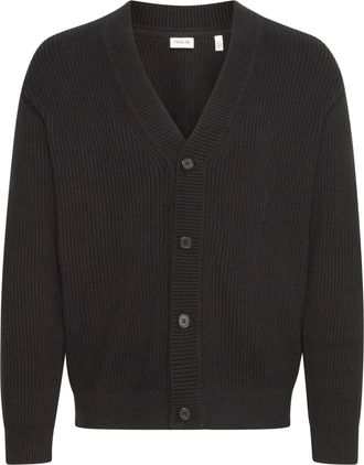 Solid SDNalli Herren Strickjacke Cardigan mit Grobstrick V-Ausschnitt Knopfleiste 100% Baumwolle Relaxed fit, Größe:XL, Farbe:True Black (194008)