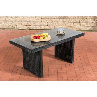 Clp Polyrattan Esstisch La Gomera Klarglas 120/140/160 cm schwarz 160 cm