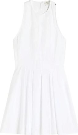Sportmax Femme, Robes, Blanc, Taille: 36 FR Robe Courte Sans Manches en Pur Coton