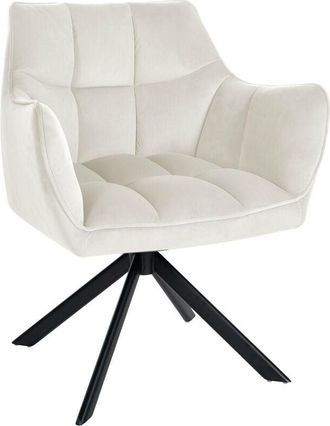 Clp Esszimmerstuhl Swing Samtbezug creme schwarz