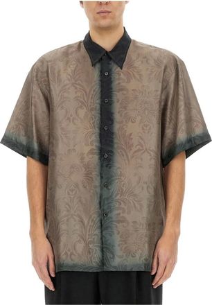 Dries Van Noten Homme, Chemises, Multicolore, Taille: M Silk Short Sleeve Shirt