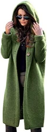 Onsoyours Gilet Femme Cardigan Long en Tricot Veste Ouvert Épais Manches Longues Pull Gilet Chaud Pull Gilet Chaud Casual Capuche Manteau Sweater Hiver Chandail