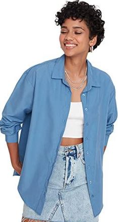 Trendyol T- Shirt Coupe Ample p&eacute;trole, 40 Femme