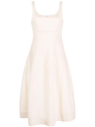 Chlo&eacute; Leinenkleid mit Einsatz - Wei&szlig;