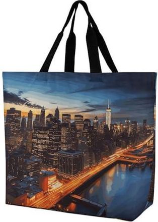 Generic Paysages De La Ville De New York Sac &Agrave; Bandouli&egrave;re L&eacute;ger Tote Bag Imperm&eacute;able Sac Fourre-Tout Pour Gym Travail Quotidienne