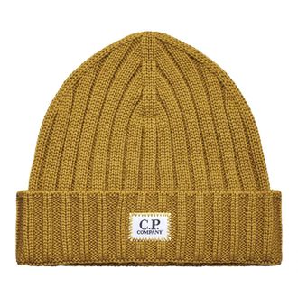 C.P. Company Extrafine Merino Wool Logo Beanie - - Accessories - unisex - Braun - ONE SIZE