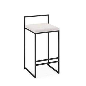 Generic Barhocker aus Wildleder, Empfangsstuhl, Barhocker, Schlichtes Design, Stahlgestell, wei&szlig;, 76 cm