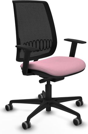 Piqueras y Crespo Schreibtischstuhl mit rosa Rollen mit 1D-Armen, h&ouml;henverstellbare Lendenwirbelst&uuml;tze, ausgestattet mit Syncro/Translack und Schaumstoff, Schwarz/Rosa