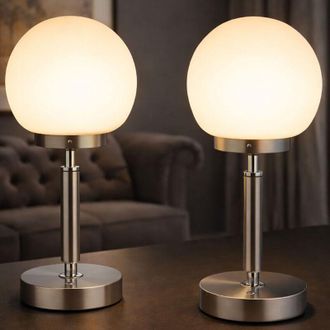 Globo Lighting Tischlampe Nachttischlampe Touchdimmer Akku Wohnimmerlampe LED Tischleuchte silber, Lichtfarbe einstellbar, 2,5W 136lm warmwei&szlig;-kaltwei&szlig;, DxH 11,5 x