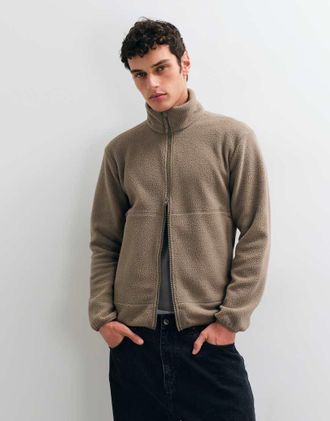 Only & Sons Fleece mit Stehkragen in Hellbeige-Neutral