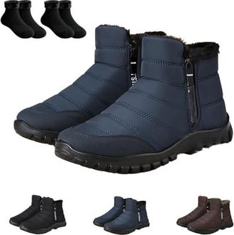 Generic Bottes de neige imperm&eacute;ables pour homme - Bottines thermiques l&eacute;g&egrave;res avec doublure en fourrure pour la randonn&eacute;e et le quotidien, bleu, 40 2/3 EU
