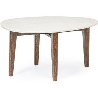 BIZZOTTO Bizzotto - Table basse 70x50x36 cm avec plateau en marbre blanc et pieds en bois