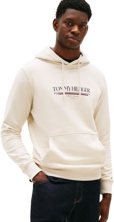 Tommy Hilfiger Herren Hoodie Brand Love aus Baumwolle, Elfenbein (Newsprint), XL
