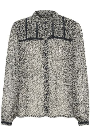 Part Two Langarm-Hemd LeoluPW 38, Dark Navy Micro Flower 38