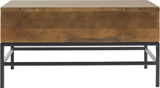 Miliboo Ypster Couchtisch, h&ouml;henverstellbar, industriell, Mangoholz, massiv, gebeizt, Metall, Schwarz, L&auml;nge 90 cm