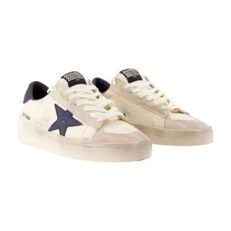 Golden Goose Mens Stardan Sneakers - Golden Goose Deluxe Brand Leather Beige Calfskin Shoes