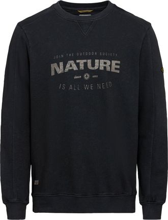 Camel Active Herren Sweatshirt mit Print aus Reiner Baumwolle Schwarz Menswear-M