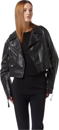 Silvian Heach Femme, Vestes, Noir, Taille: 36 FR Veste de motard en similicuir