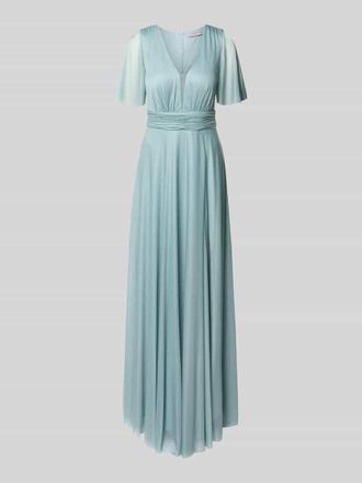 Christian Berg Cocktail Schimmerndes Maxikleid mit V-Ausschnitt und Taillenband