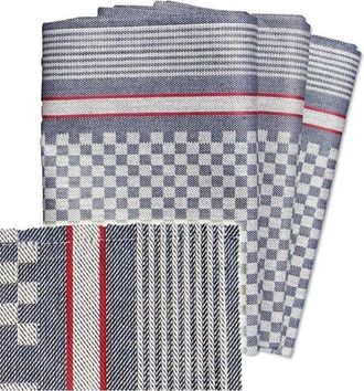 ROSS Grubentuch Geschirrtuch 100% Baumwolle Grau/Rot 3er Satz 50x100 cm