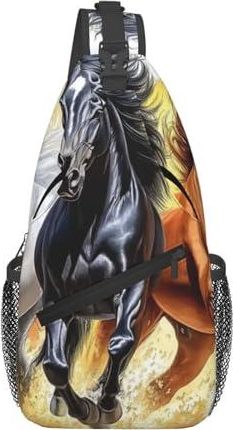Generic Sac &agrave; dos &agrave; bandouli&egrave;re pour homme - Motif chevaux qui courent dans la prairie